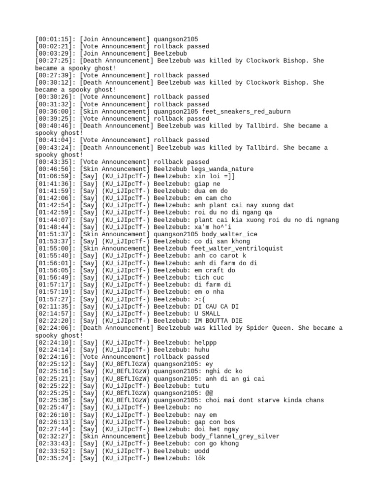 Master Server Chat Log | PDF