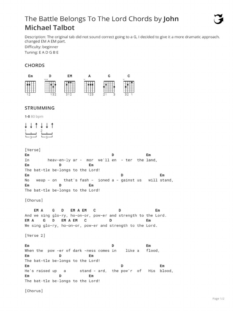 The Battle Belongs To The Lord Chords | PDF
