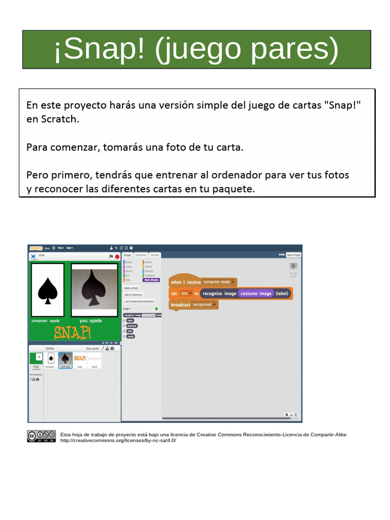 Juego de Cartas "Snap!" en Scratch | PDF | Scratch (lenguaje de ...
