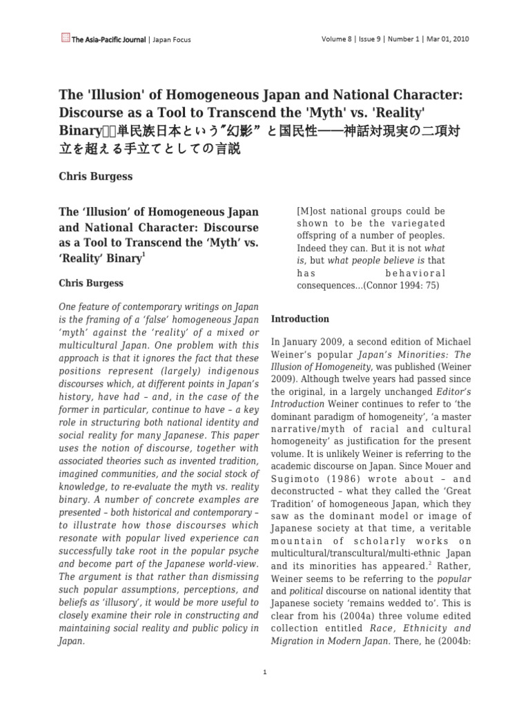 The Myth of Homogeneous Japan | PDF | Nation | Ideologies