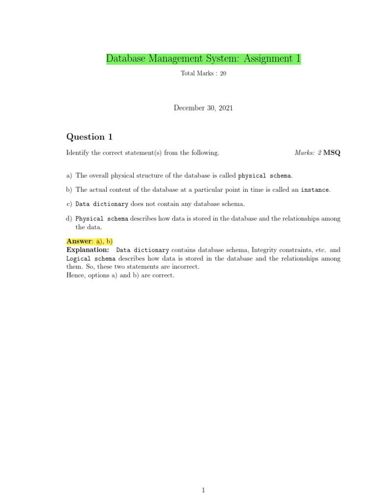 Assignment Week 1 Pdf Databases Database Schema 0911