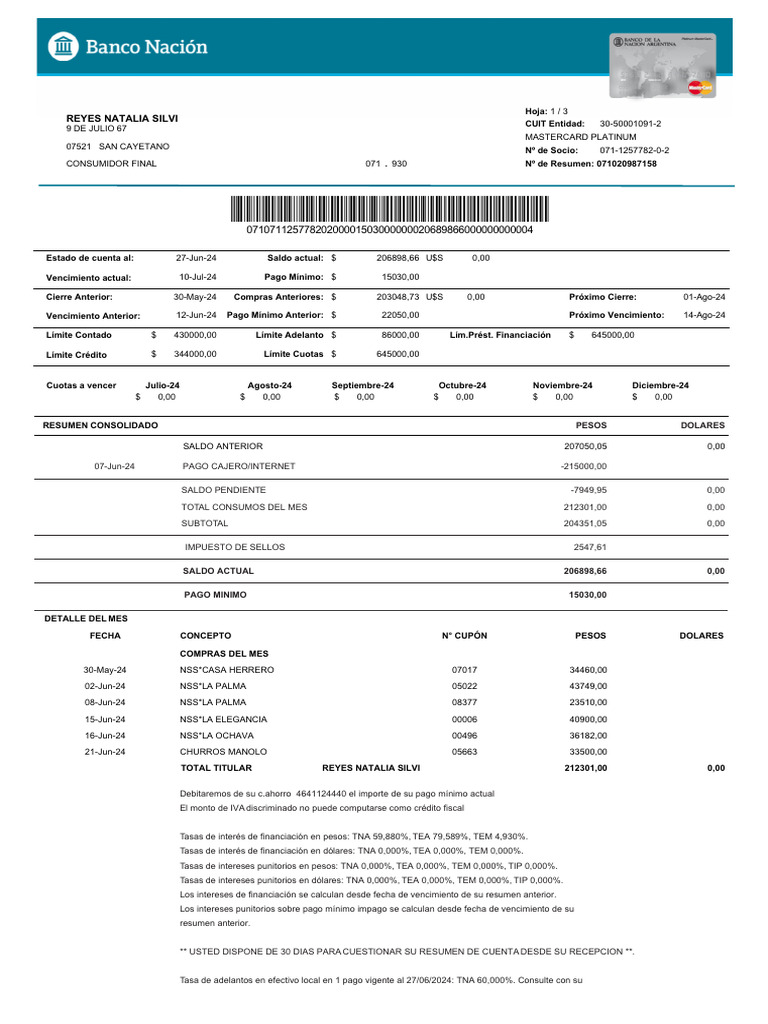 Resumen 20240627 | PDF | Tarjeta de crédito | Crédito