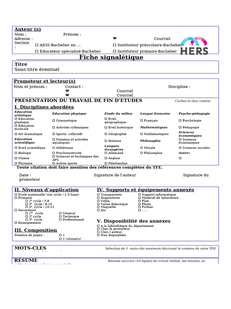 Fiche Signaletique HERS | PDF | Science