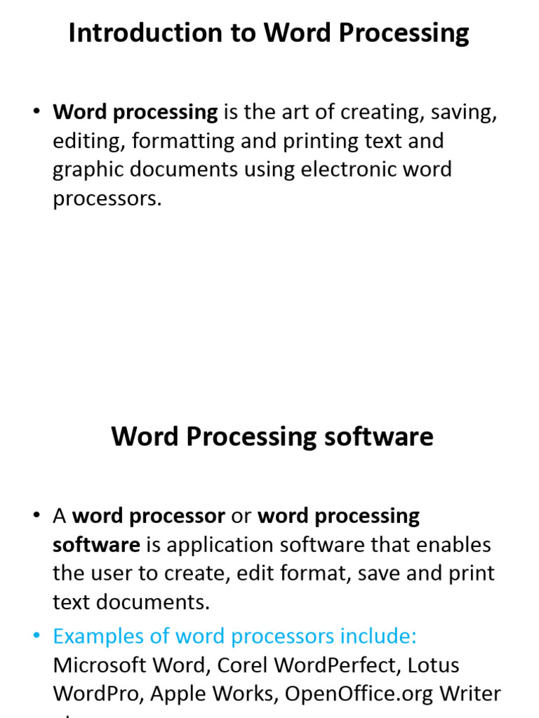 Introduction To Word Processing | PDF | Word Processor | Window (Computing)