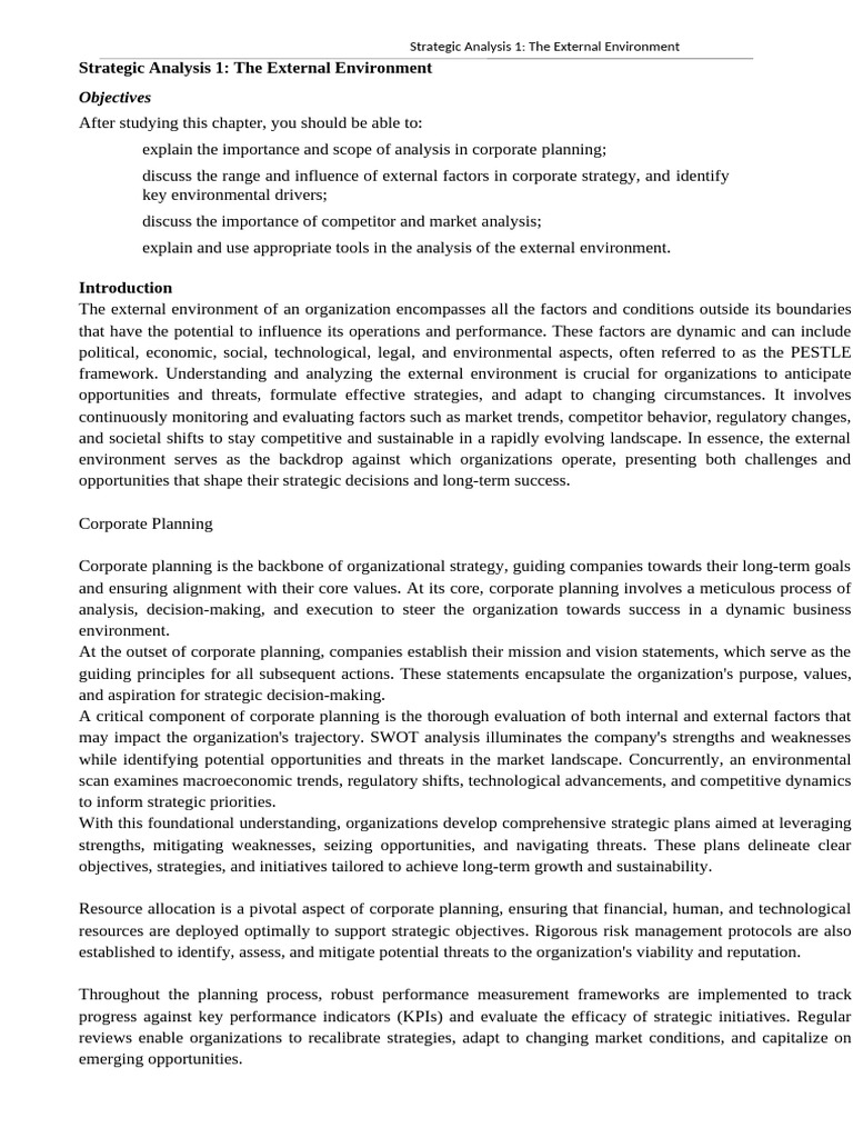 Strategic Analysis 1 The External Environment 2024 | PDF | Strategic ...