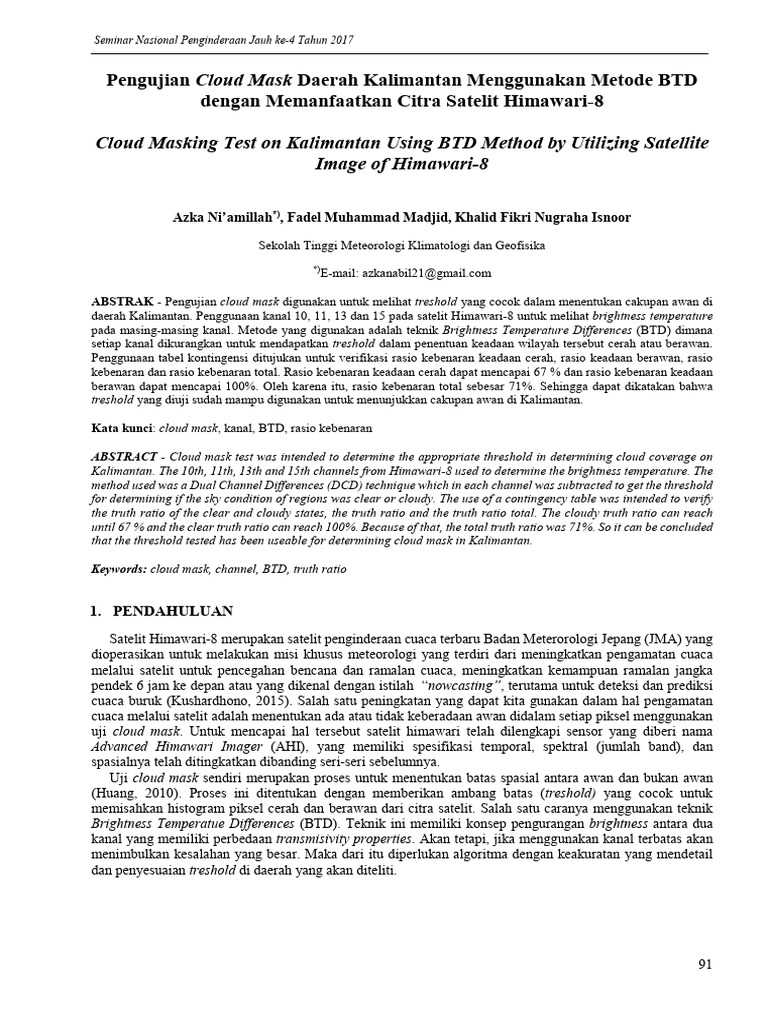 11 - Pengujian Cloud Mask Daerah Kalimantan Menggunakan Metode BTD Dengan Memanfaatkan Citra ...