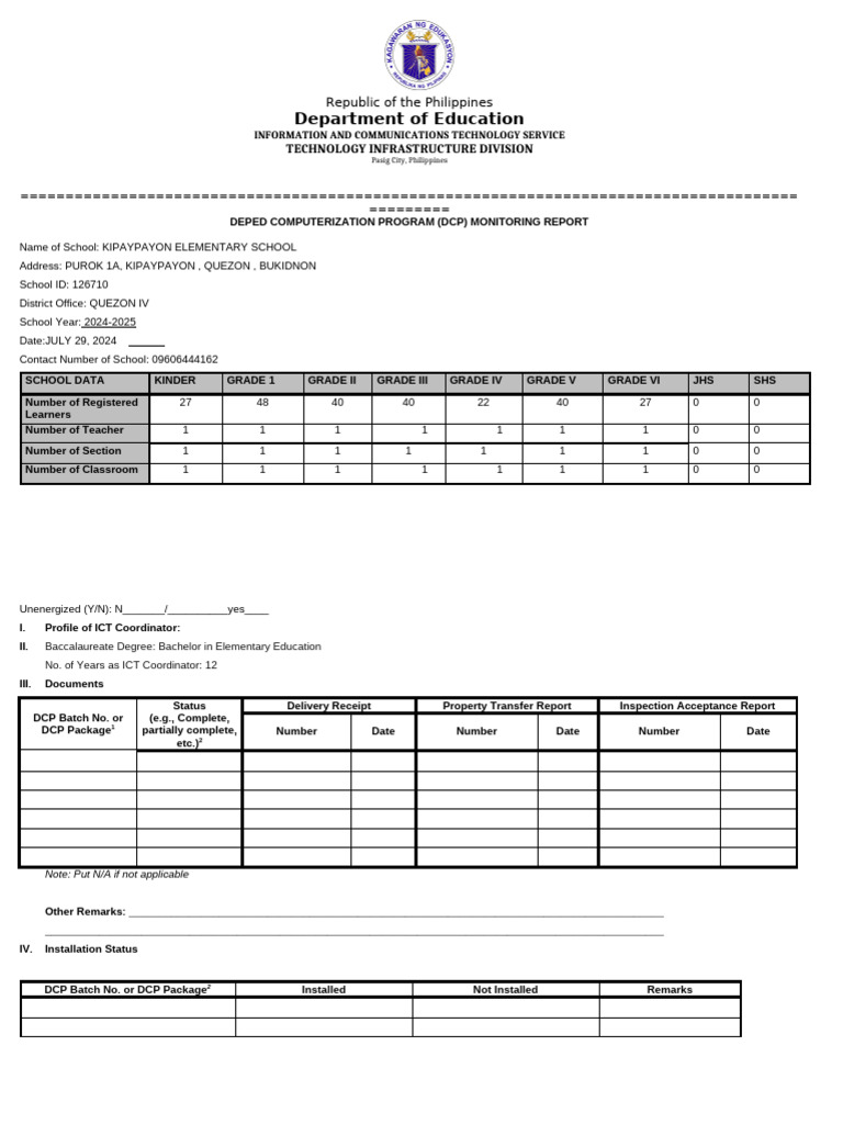 DCP Monitoring Template 2024 | PDF | Educational Technology | Laptop