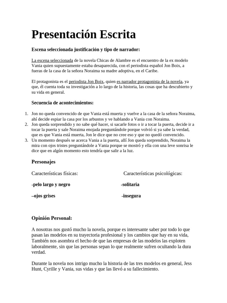 Presentación Escrita | PDF