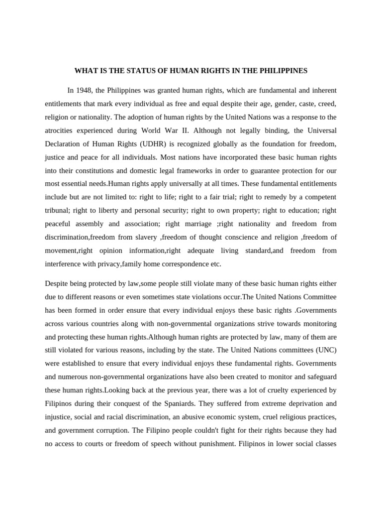 Status of The Philippines 2.0 - 1 | PDF | Rodrigo Duterte | Human Rights