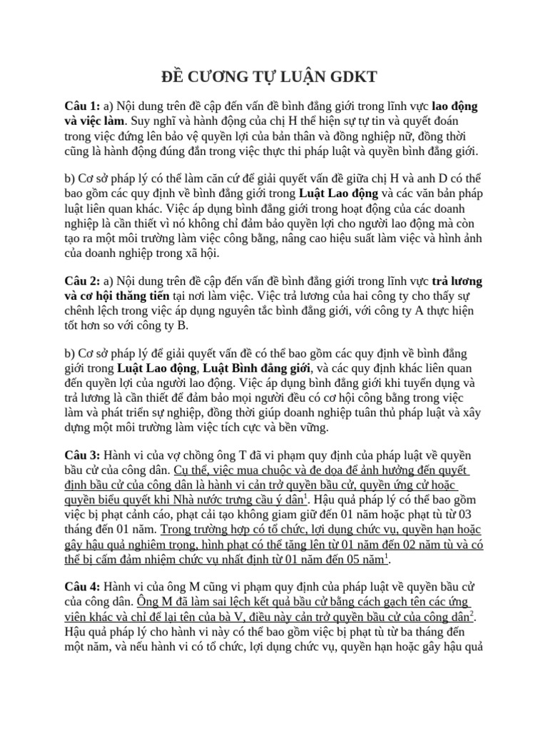 Đề Cương Tự Luận Gdkt | PDF