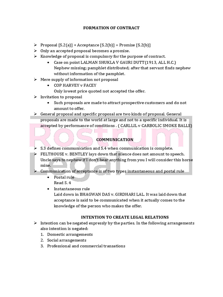 Contract Handout 1 | PDF | Misrepresentation | Consideration