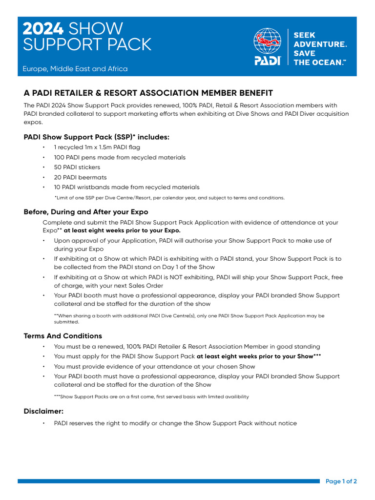 Show Support Pack Form 2024 en | PDF | Marketing