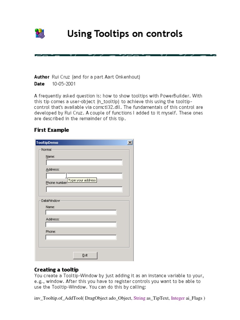 Using Tooltips On Controls | PDF | Function (Mathematics) | Internet Forum