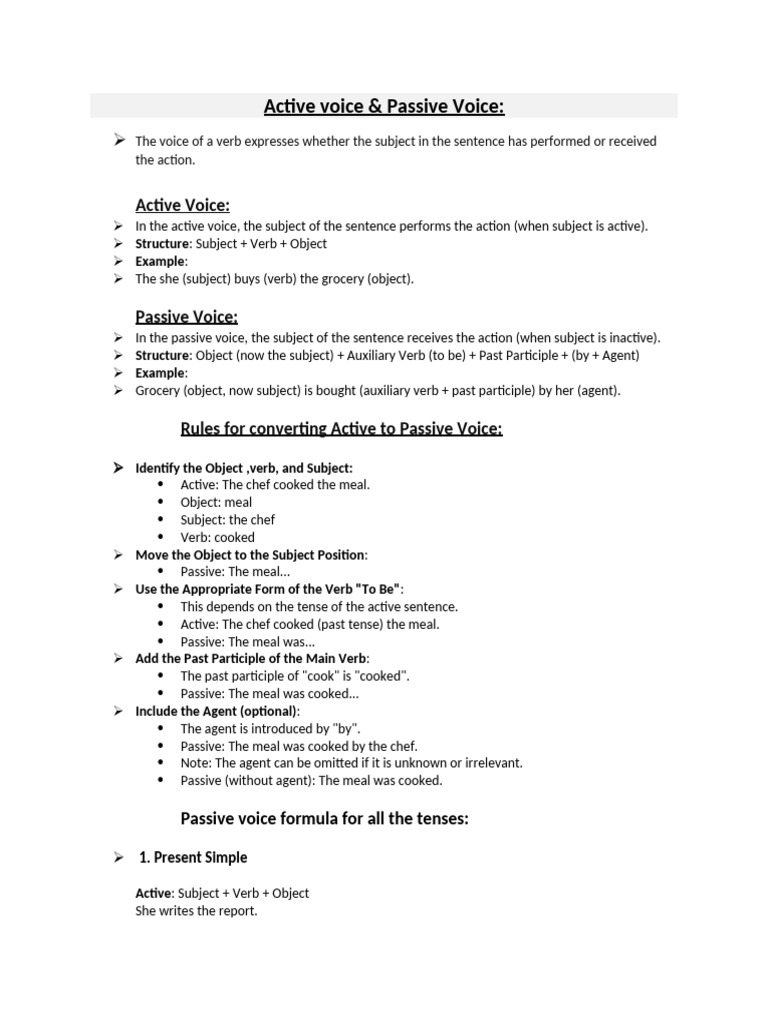 Active vs Passive Voice Explained | PDF | Verb | Subject (Grammar)