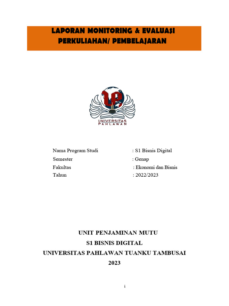 LAPORAN MONEV GENAP UPM S1 Bisnis Digital TA 2022 - 2023 | PDF