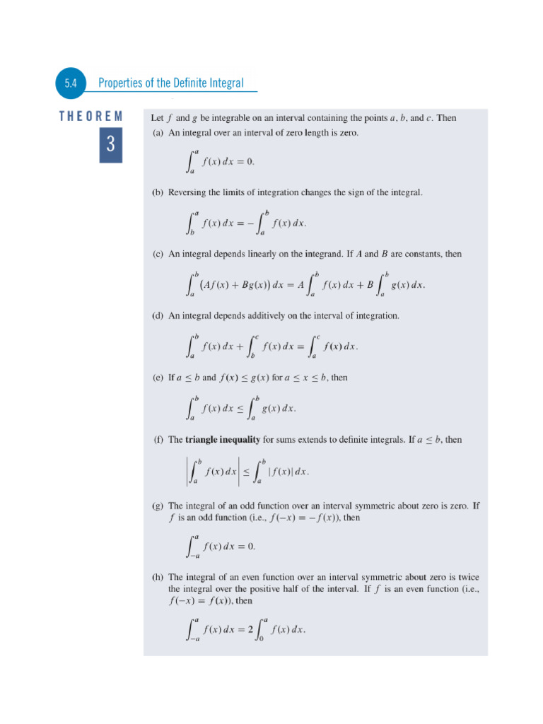 5.4 Properties of The Definite Integral | PDF | Mathematical Analysis ...