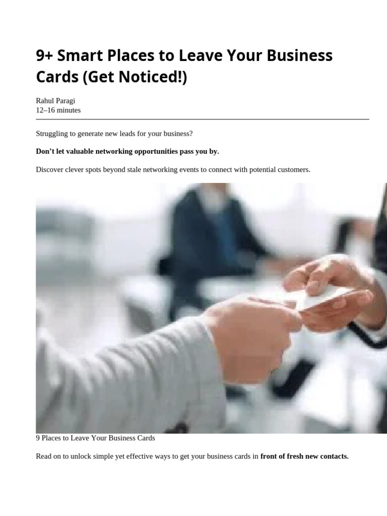 9+ Smart Places To Leave Your Business Cards (Get Noticed!) | PDF ...