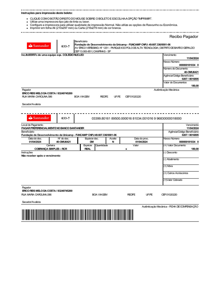 Equipe Sem Nome (Ainda) - BOLETO OMU | PDF