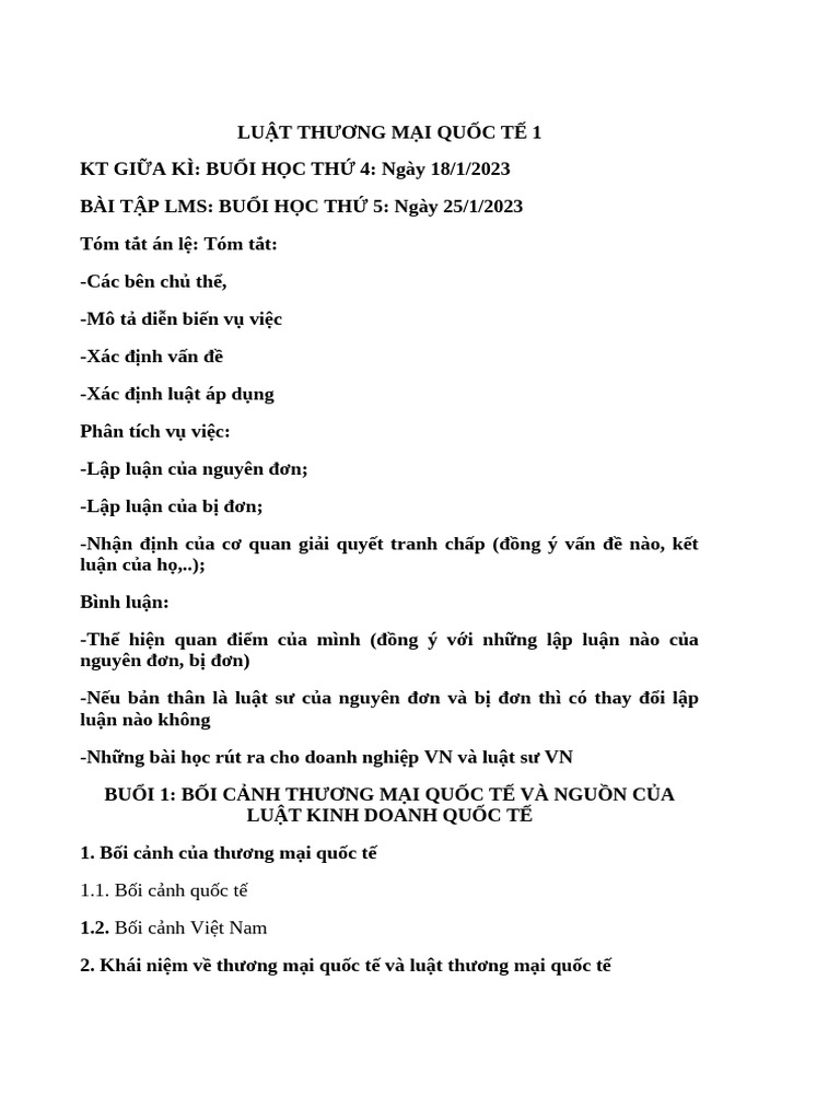 BÀI GHI LUẬT TMQT 1 | PDF