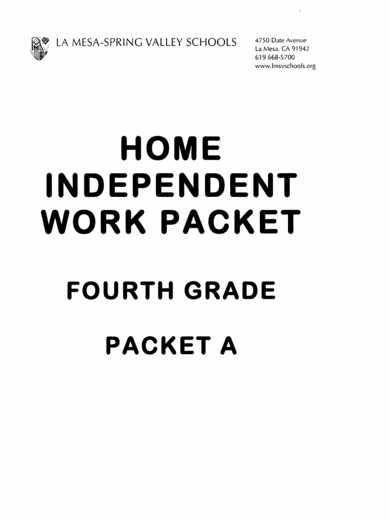 Fourth Grade Packet A | PDF