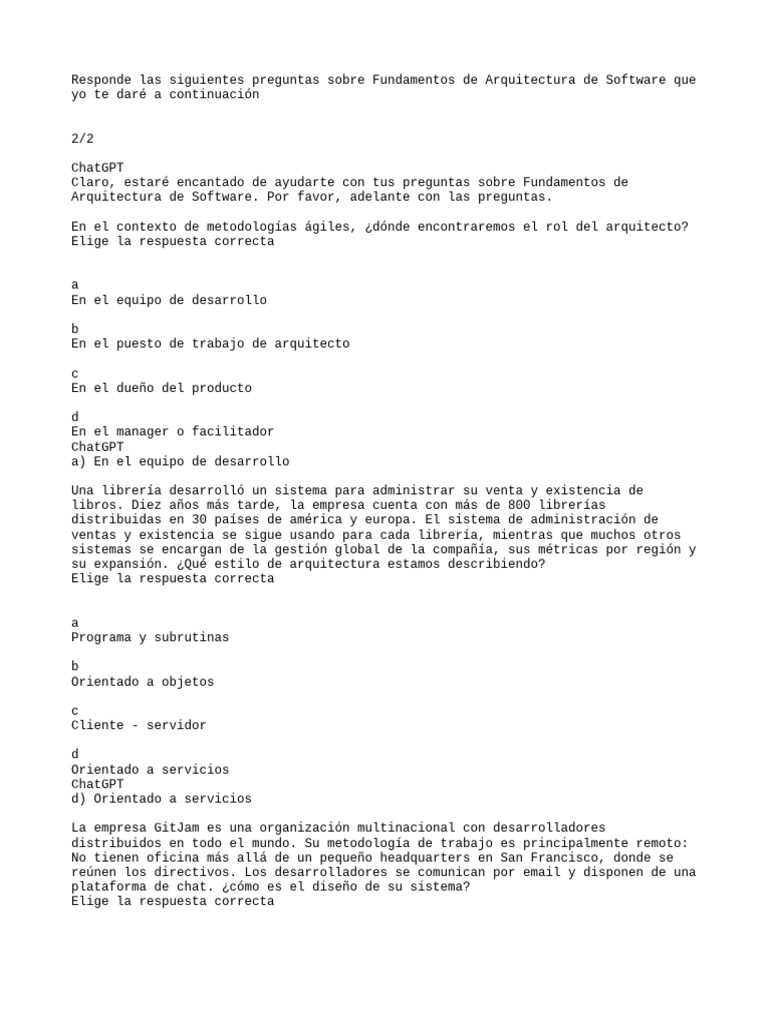 Preguntas de Arquitectura de Software | PDF | Software | Servidor (Computación)