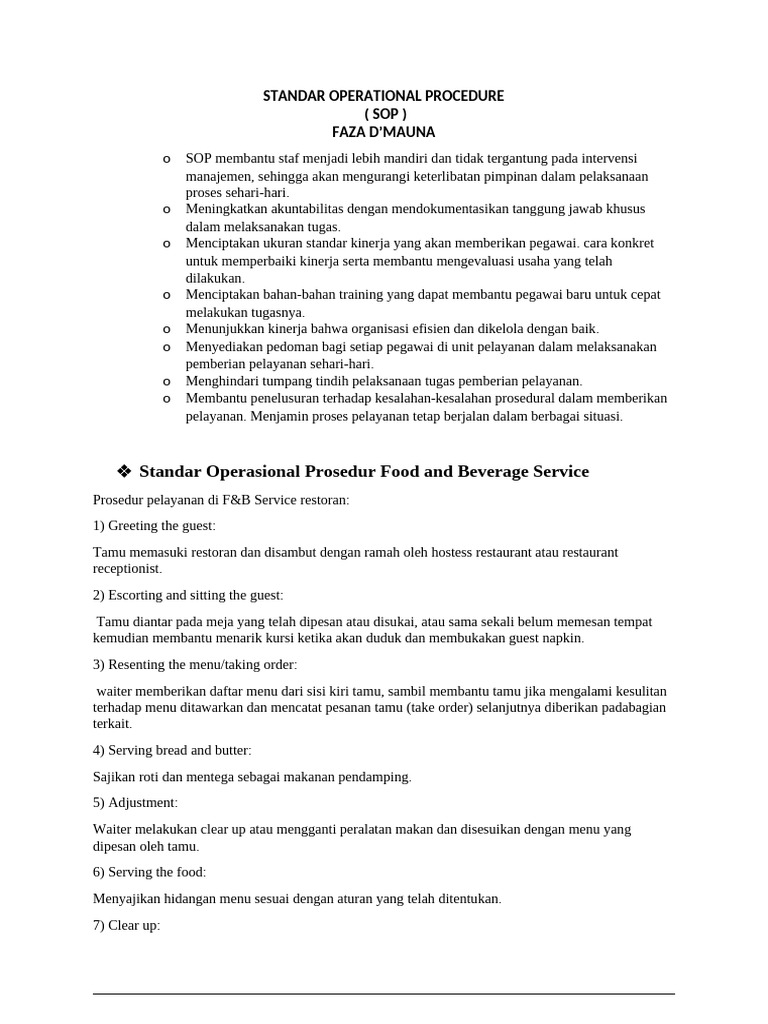 Standar Operational Procedure | PDF | Karier & Perkembangan | Bisnis