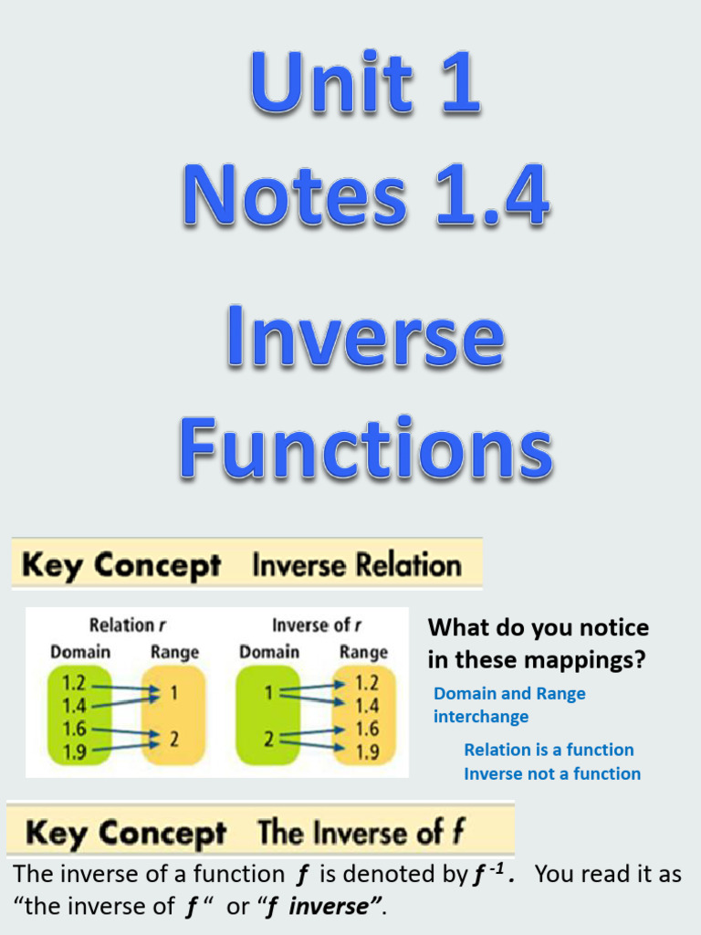 1 4 Inverse Functions Pdf Function Mathematics Analysis