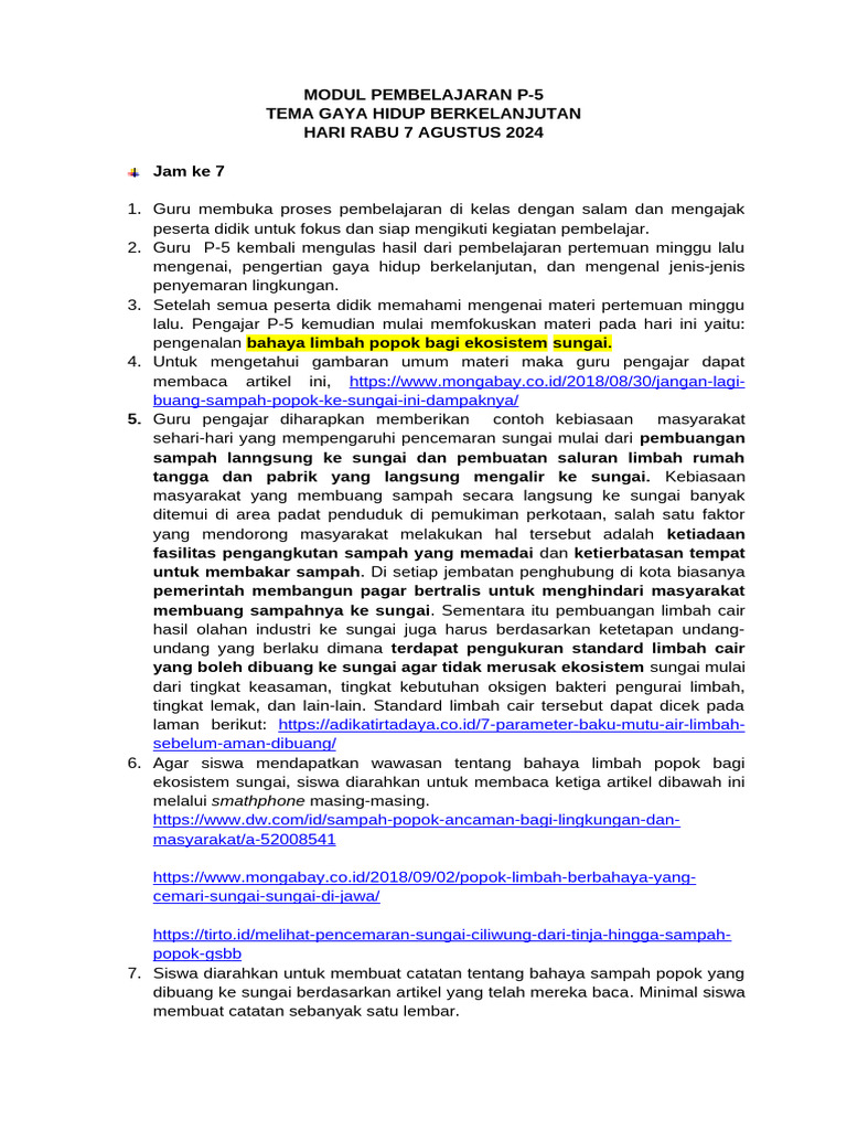 Modul Ajar Hari Rabu 7 Agustus 2024 | PDF | Kajian Bahasa Asing | Sains & Matematika
