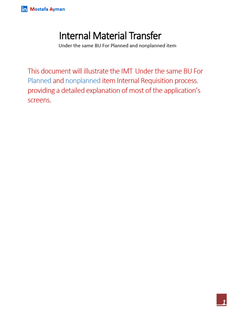 Internal Material Transfer Setup Guide | PDF | Procurement | Cost ...