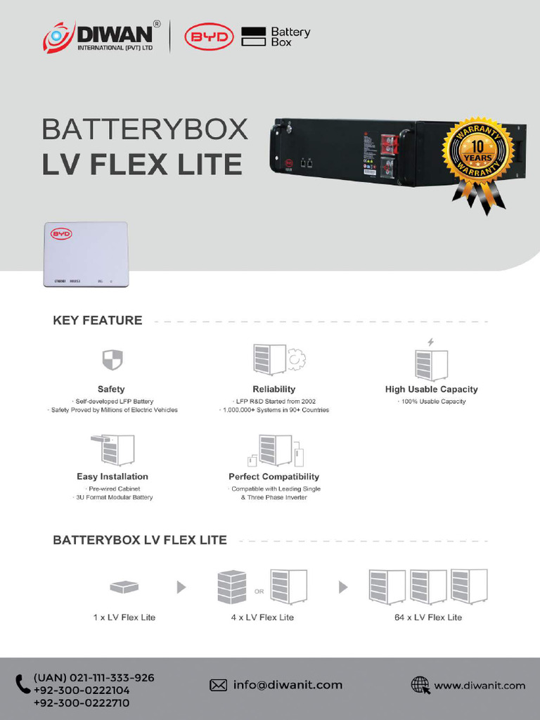 BYD B-BOX LV FLEX LITE 51.2 102ah Datasheet | PDF