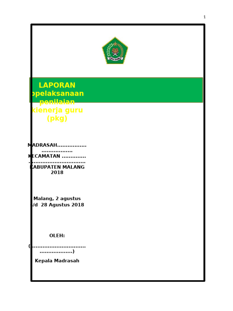Template Laporan PKG Oleh Kamad | PDF