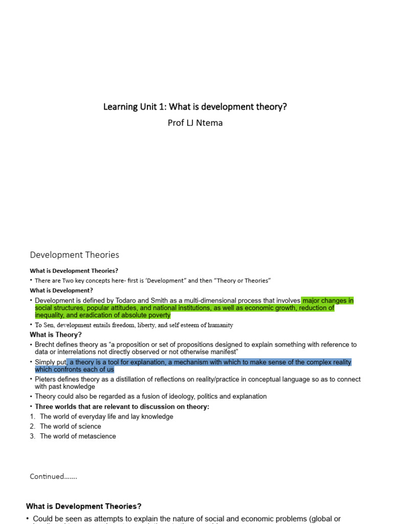 DVA3701 Learning Unit 1 Power Presentation | PDF | Theory | Modernization Theory
