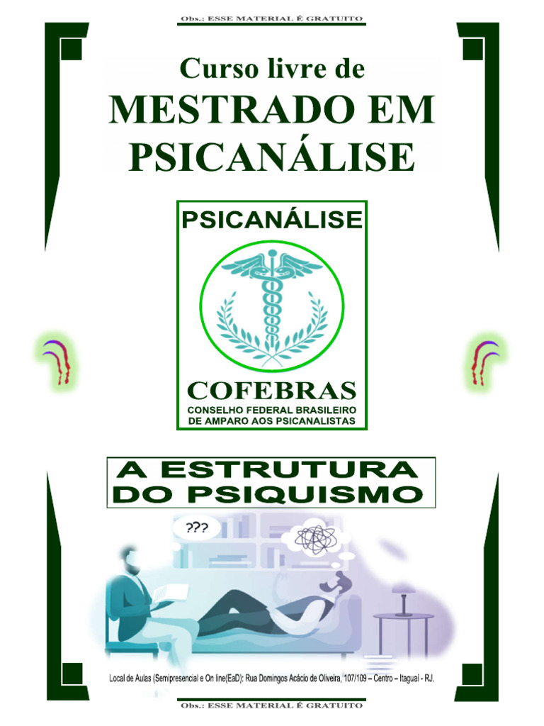 Estrutura e Funcionamento do Psiquismo | PDF | Psicanálise | Psicologia