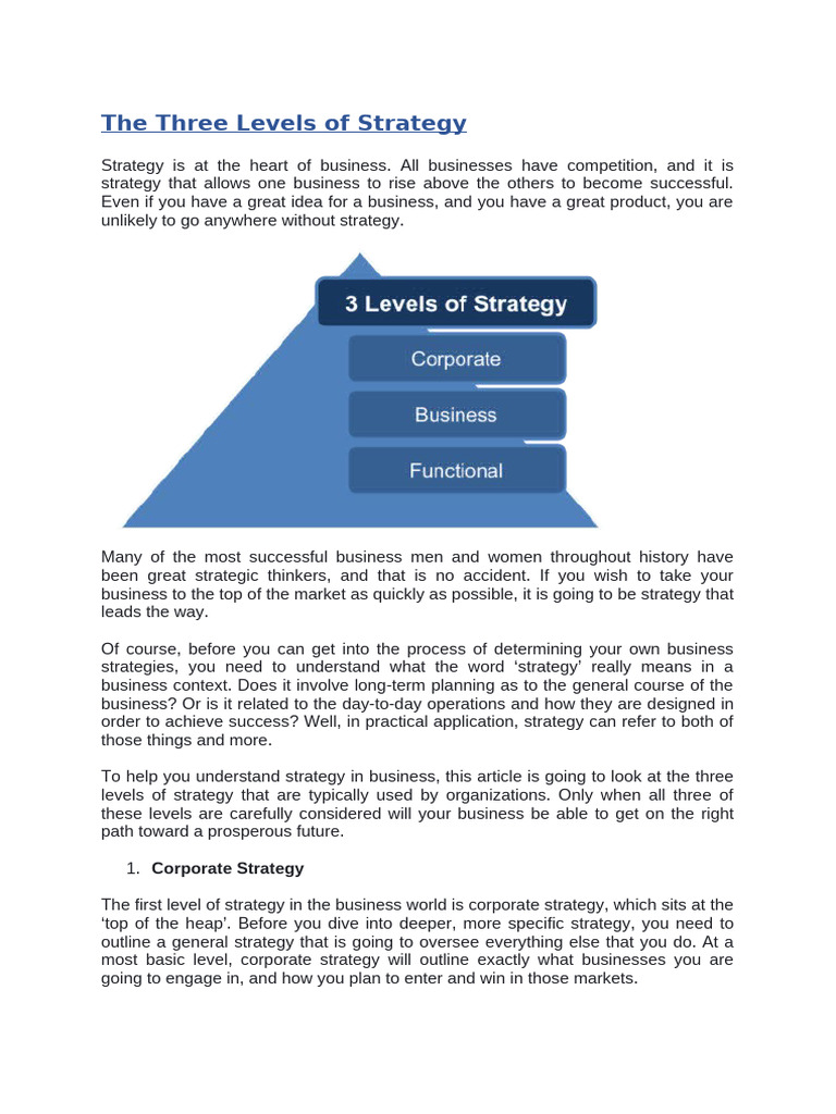 Levels of Strategy | PDF