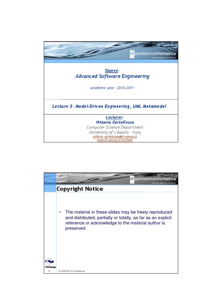 Advanced Software Engineering Lecture 3 Model Driven Engineering Uml