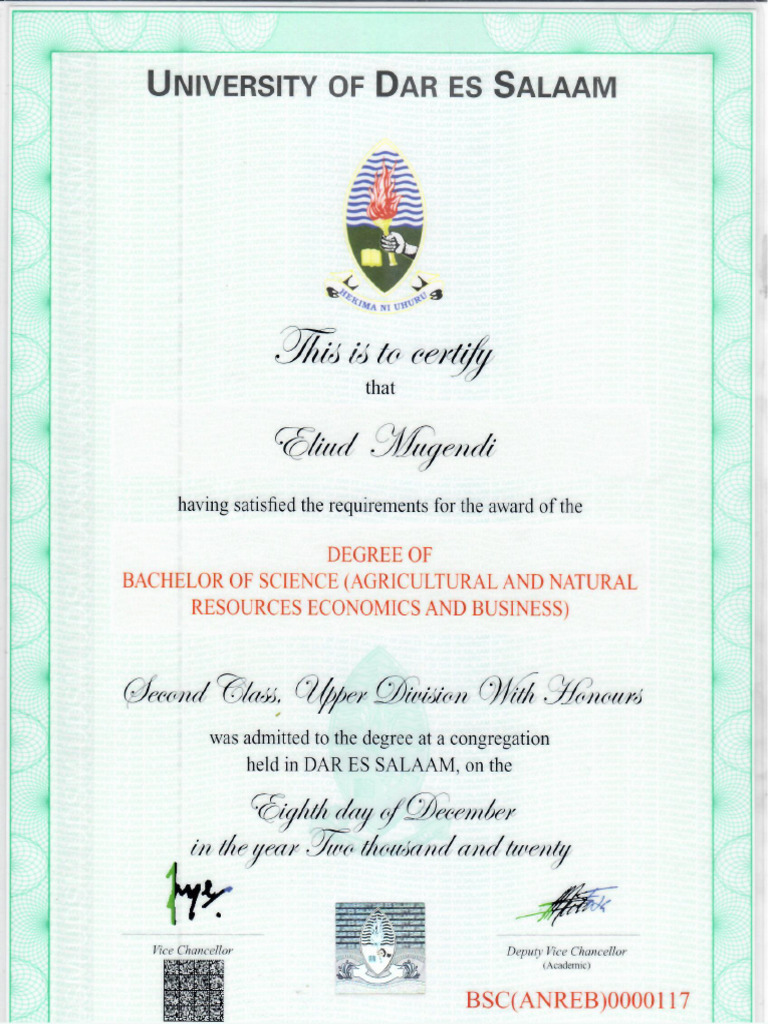 Eliud Undergratuate Certificate | PDF