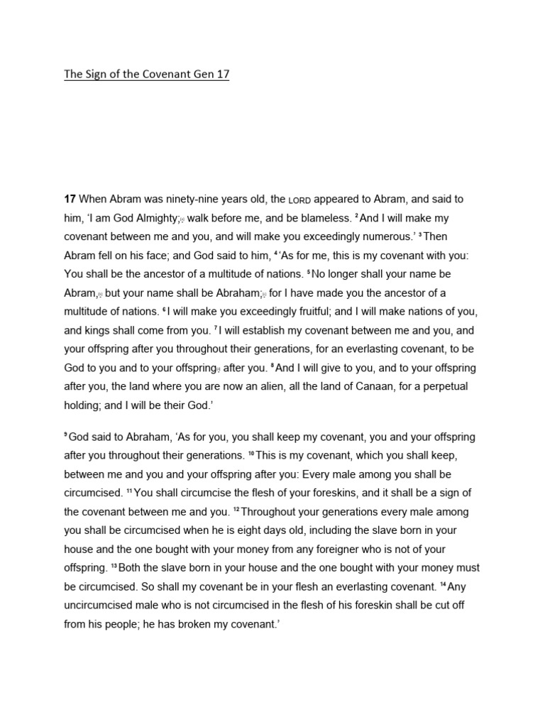 The Sign of The Covenant Gen 17 | PDF