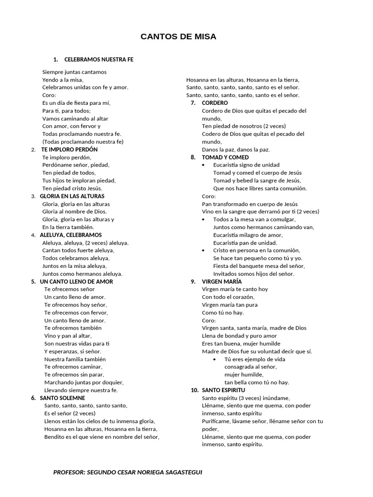 Cantos de Misa | PDF