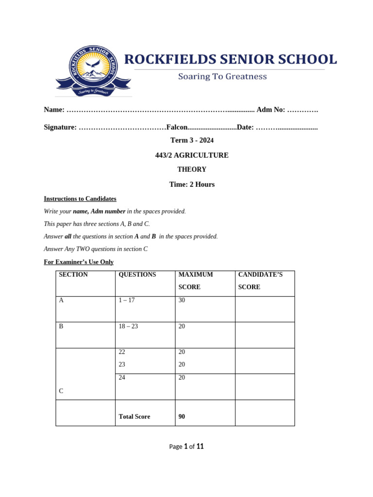 Agric. Form 4 Paper 2 Pred | PDF