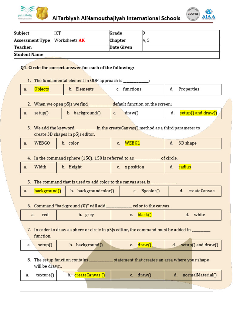 Worksheet AK Grade 9 | PDF