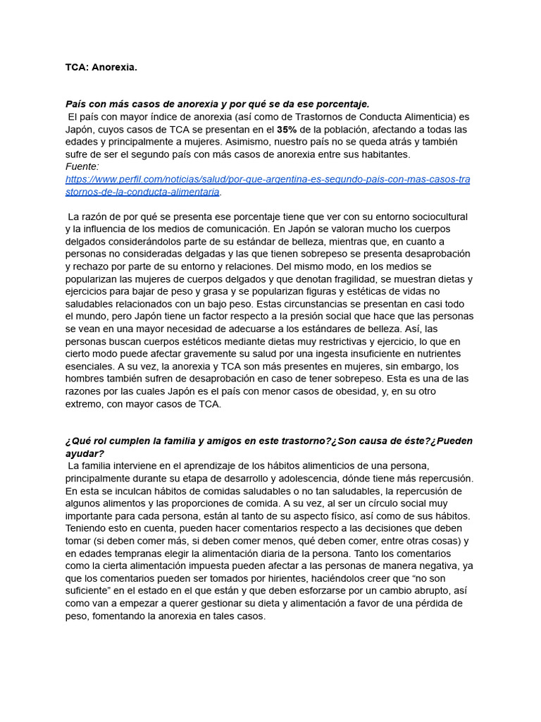 TCA Anorexia | PDF