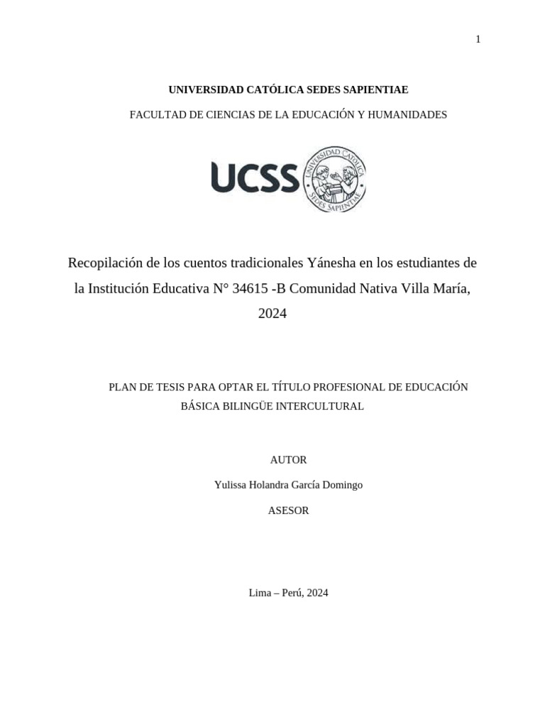 Tesis Yulissa Garcia - Ucss | PDF