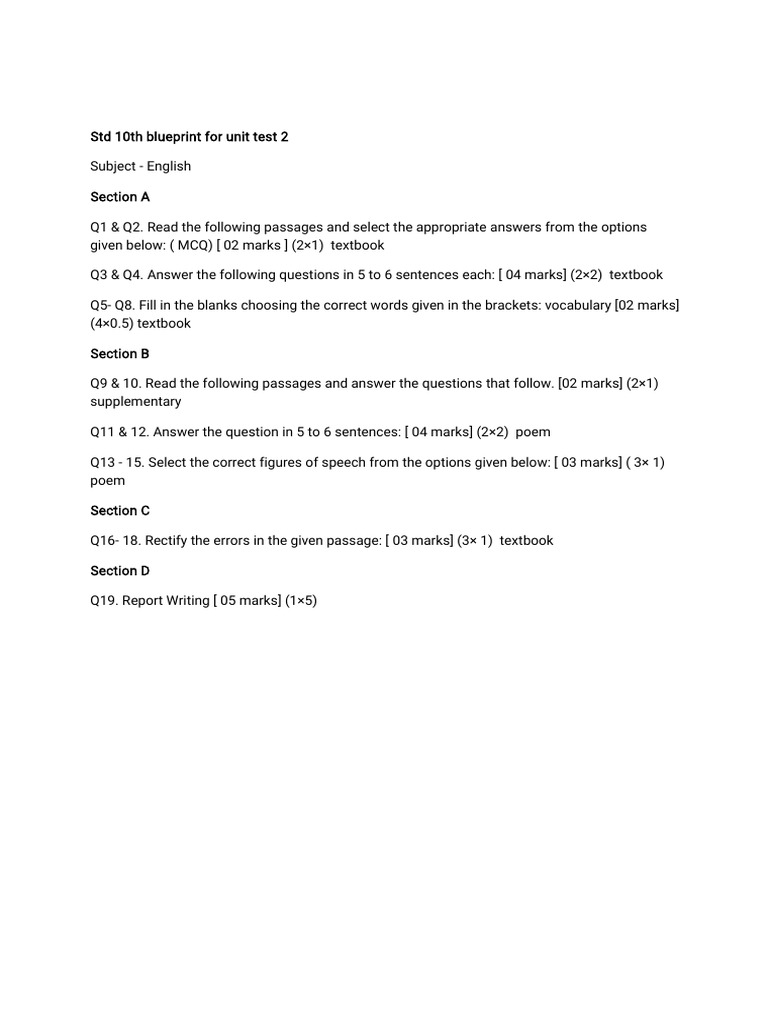 Unit Test 2 Blueprint | PDF