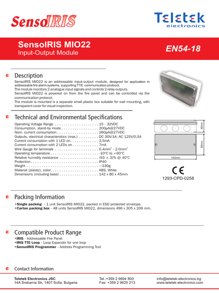 Sensoiris Mio22: Input-Output Module | PDF