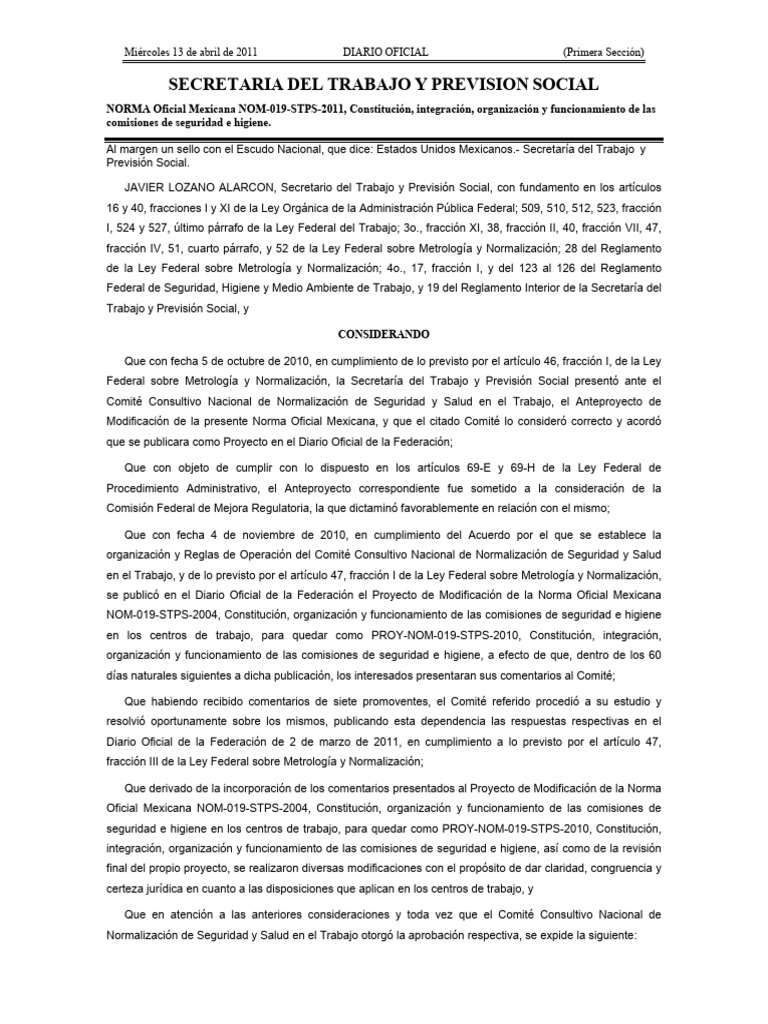 Nom 019 STPS 2011 | PDF