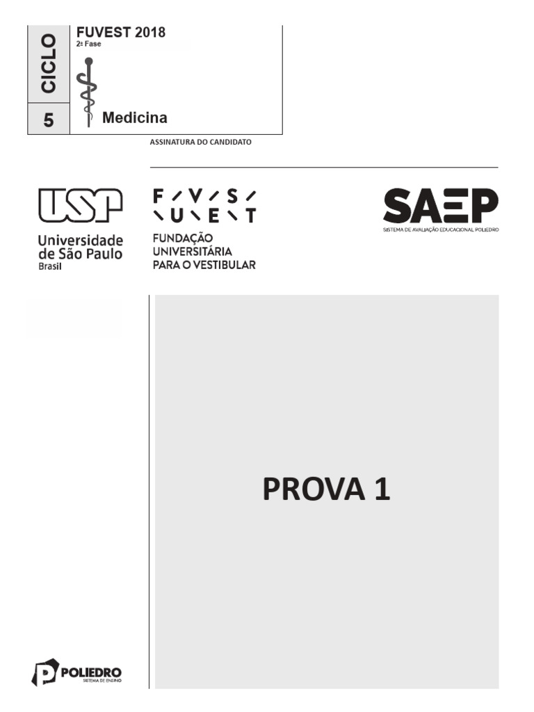 PV-FUVEST-MED - Ciclo 5 - 2 Fase - Prova I | PDF