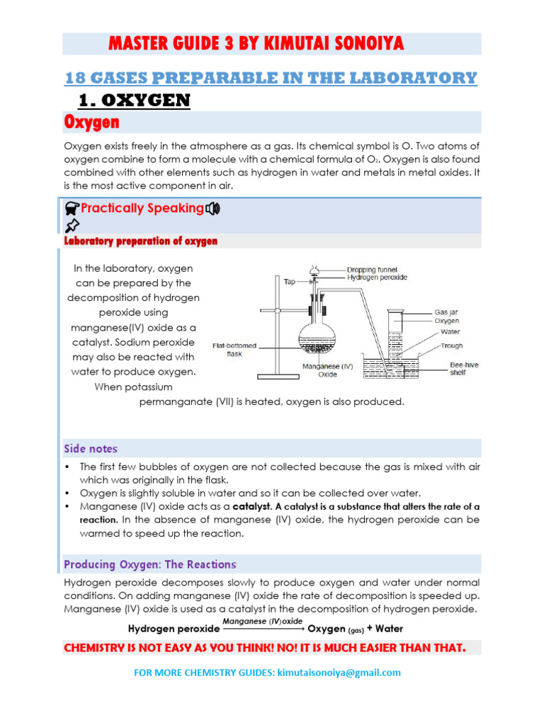 Summary On Preparation of Gases | PDF