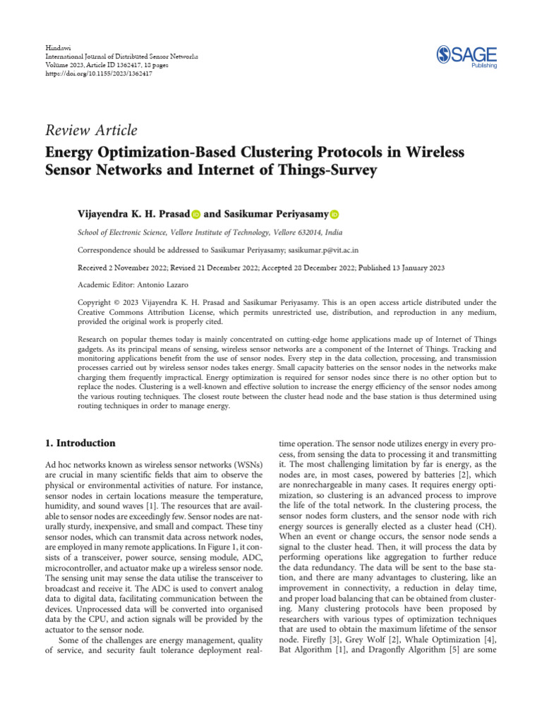 Energy Optimization-Based Clustering Protocols in Wireless | PDF