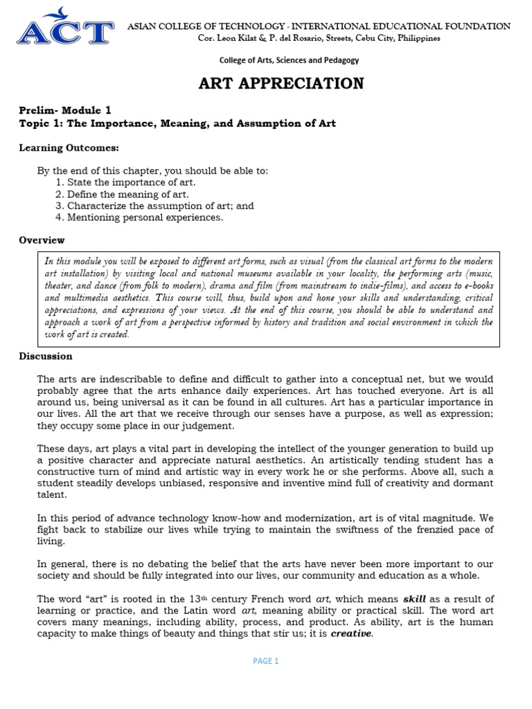 Artapp Module 1 | PDF