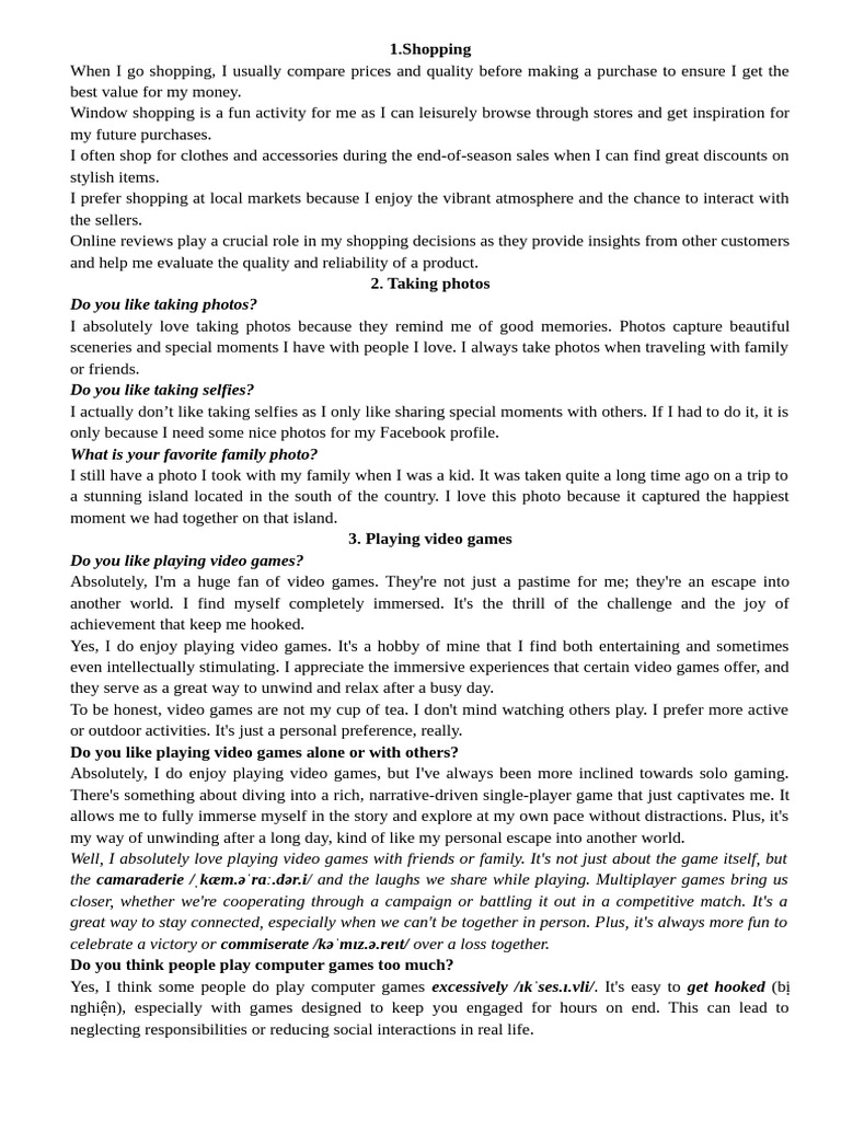 Hobbies and Intestes | PDF